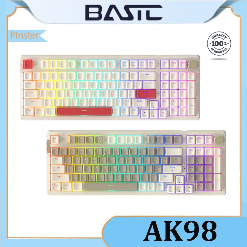 Bastc AK98 คีย์บอร์ดไร้สาย ไฟ RGB สามโหมด | Shopee Thailand