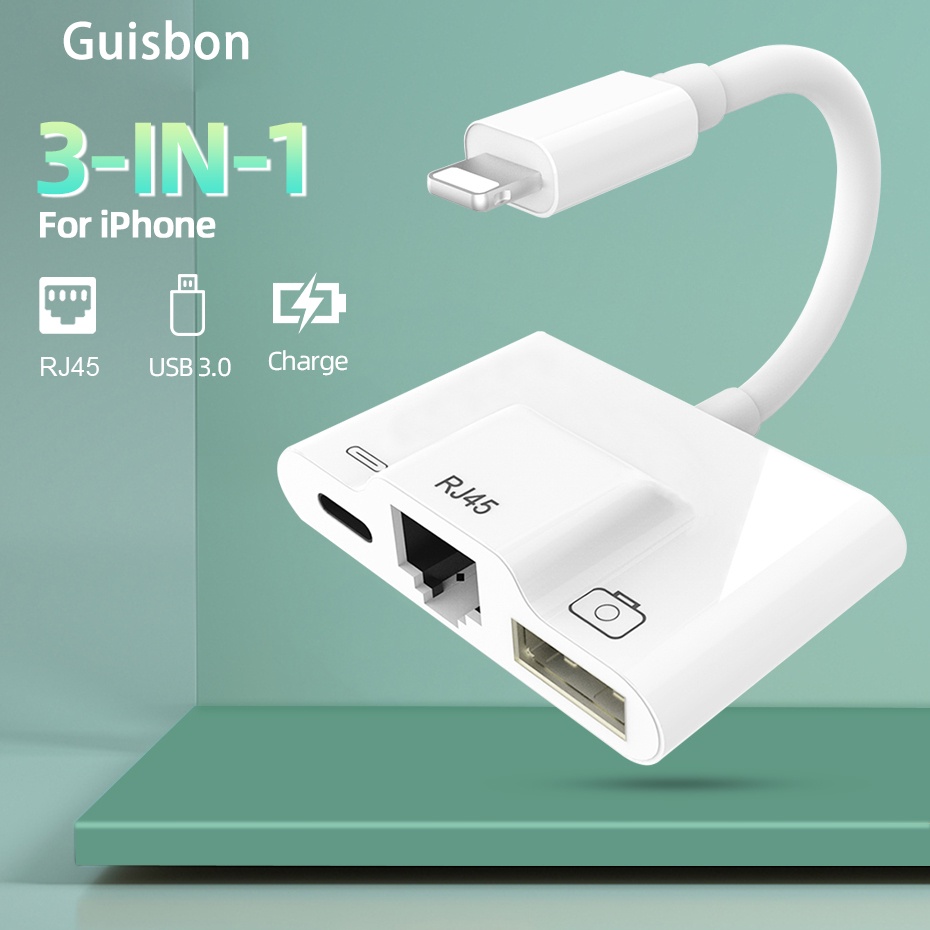 อะแดปเตอร์ OTG ของ Lightning เป็น RJ45 Ethernet สําหรับ iPhone/iPad LAN ฮับเครือข่ายแบบมีสาย ...