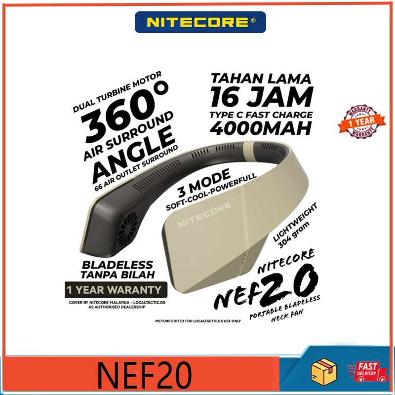 Nitecore NEF20 พัดลมคล้องคอ usb แบบพกพา ขนาดเล็ก ไร้ใบพัด เสียงเงียบ | Shopee Thailand