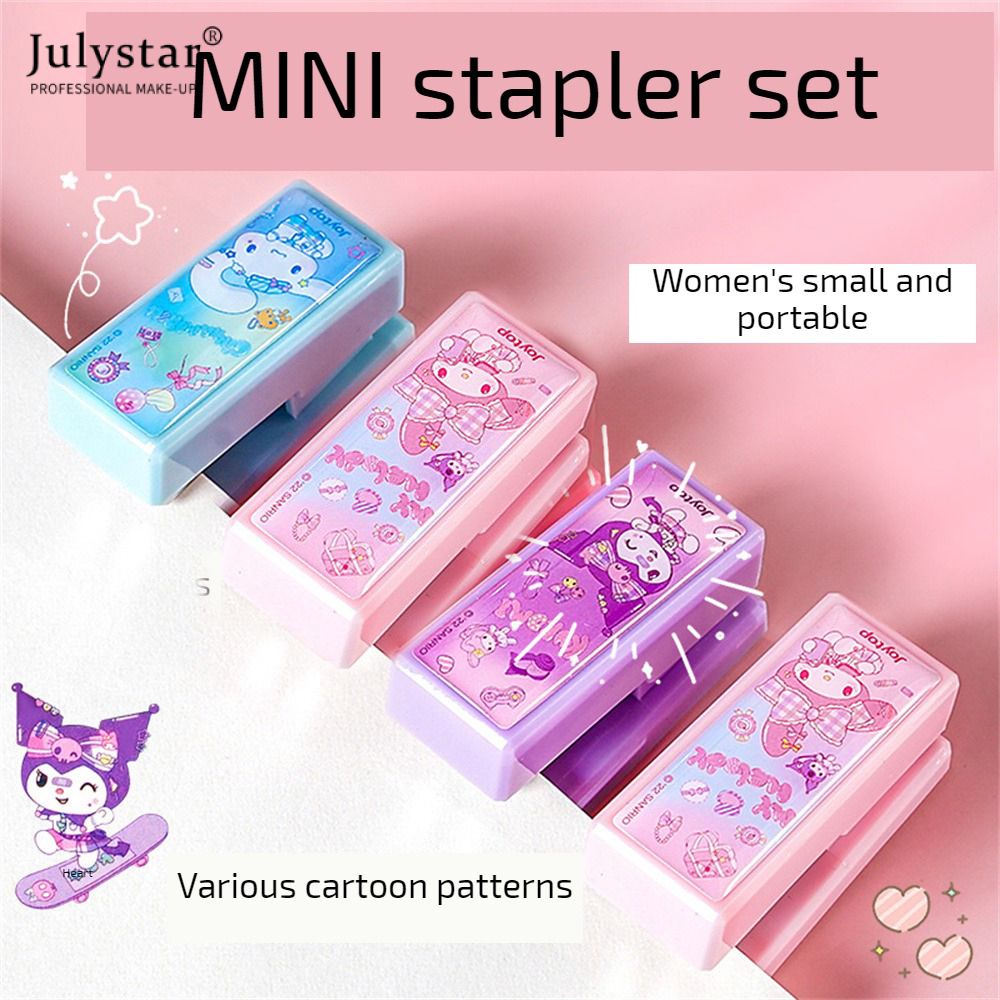 JULYSTAR Yuemu Sanrio Mini เครื่องเย็บกระดาษขนาดเล็กแบบพกพาเด็กนักเรียน ...