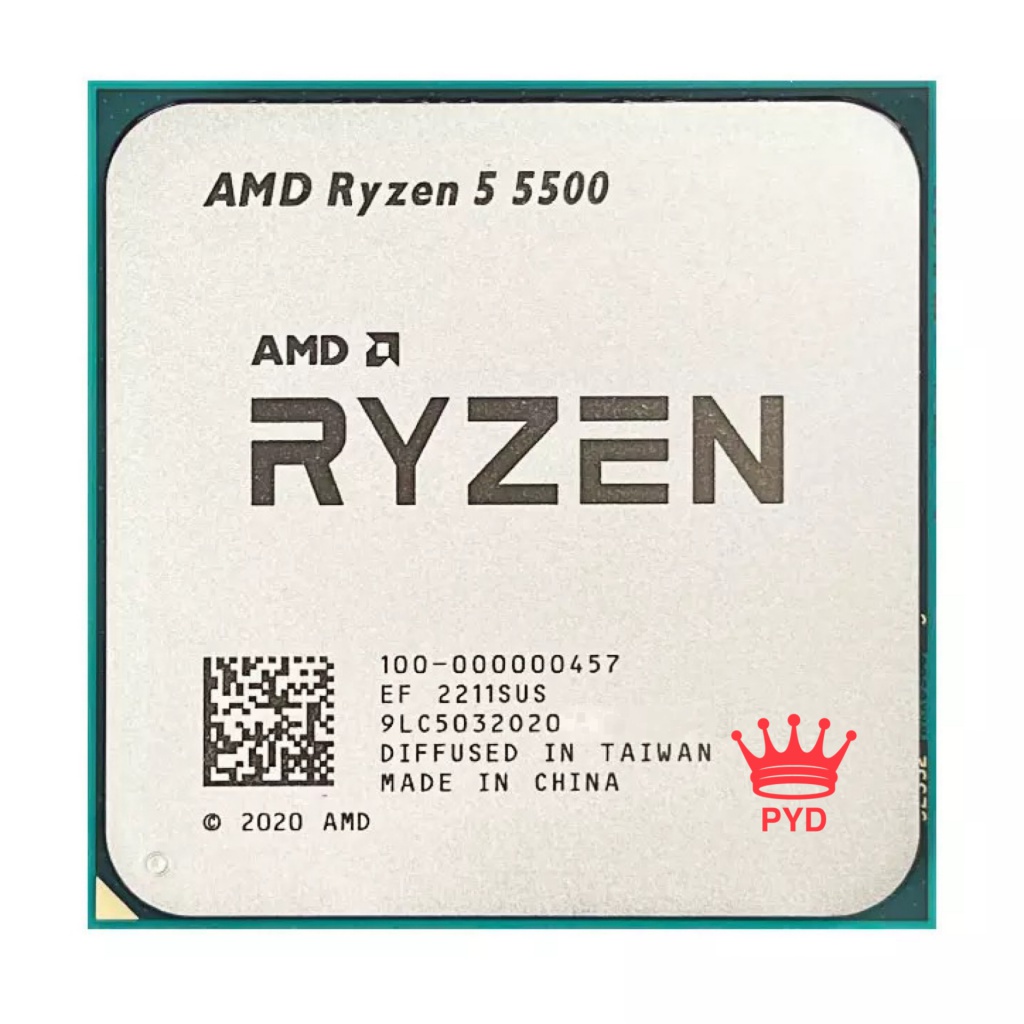 โปรเซสเซอร์ CPU AMD Ryzen 5 5500 R5 5500 3.6 GHz 6-Core 12-Thread 7NM L3=16M 100-000000457 ซ็อกเ ...