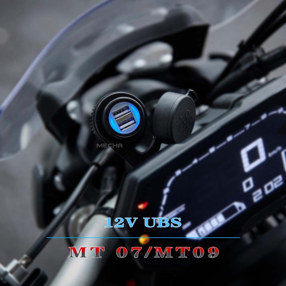 อะแดปเตอร์ซ็อกเก็ตชาร์จ USB คู่ 12V สําหรับรถจักรยานยนต์ yamaha mt 07 mt 09 2023 sp xsr tracer ...