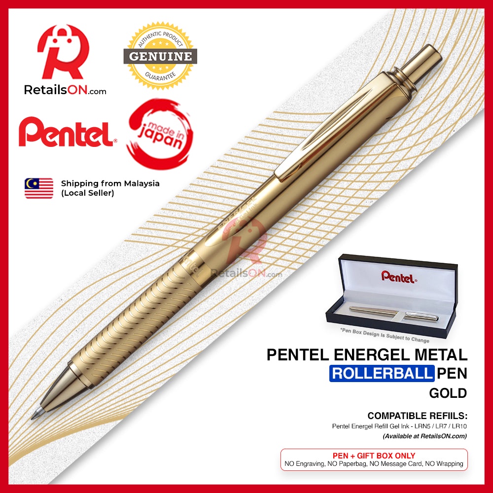 Pentel Energel ปากกาลูกลื่นโลหะ - สีทองเมทัลลิก / BL407 - ไส้ปากกา ...