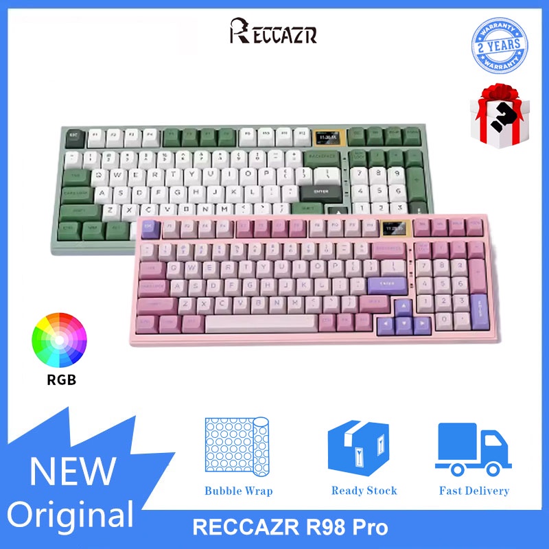 Reccazr R98 Pro คีย์บอร์ดเมคคานิคอล RGB สามโหมด | Shopee Thailand