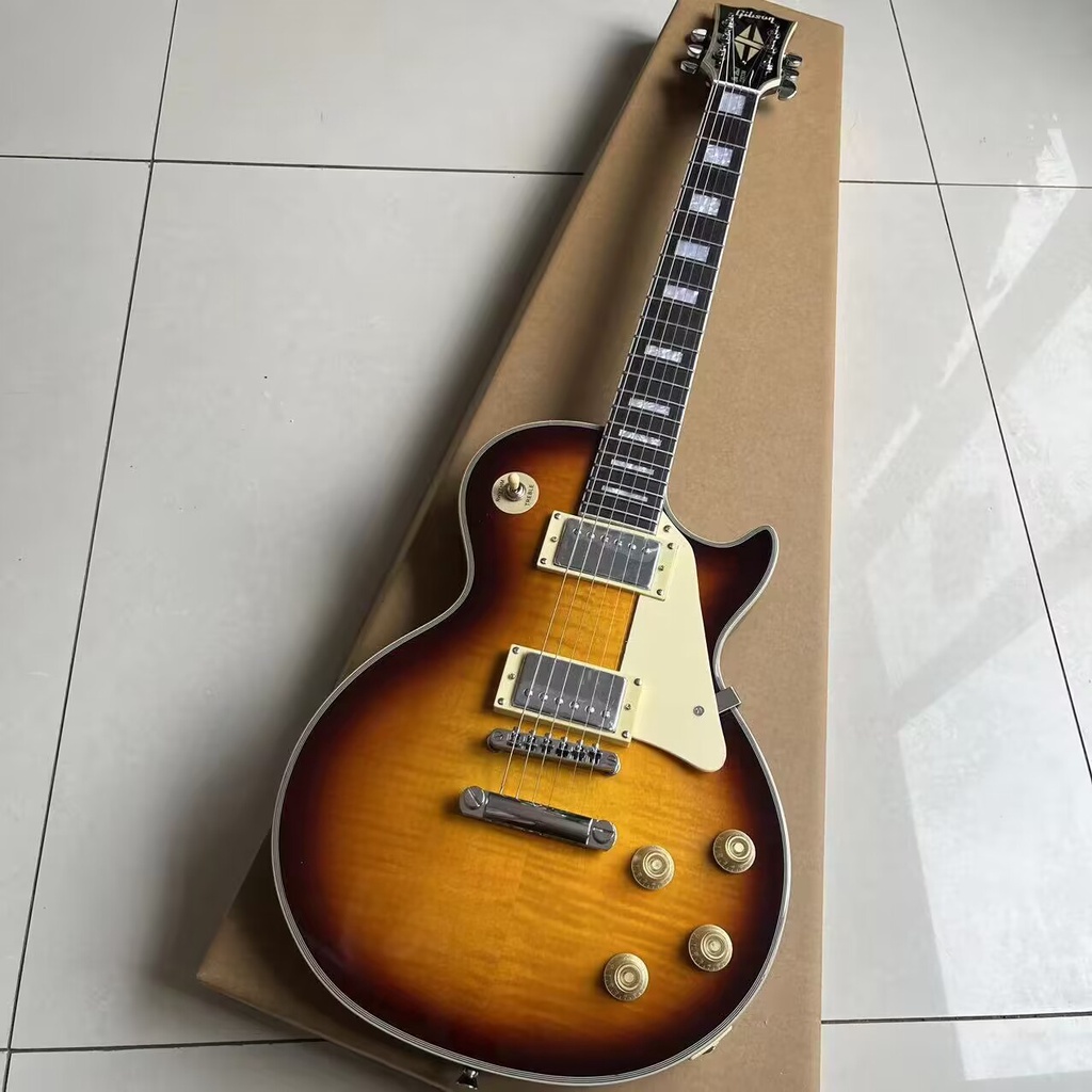 กีตาร์ไฟฟ้า Gibson Les Paul Flame Maple Top สีน้ําตาล หลากสี | Shopee ...