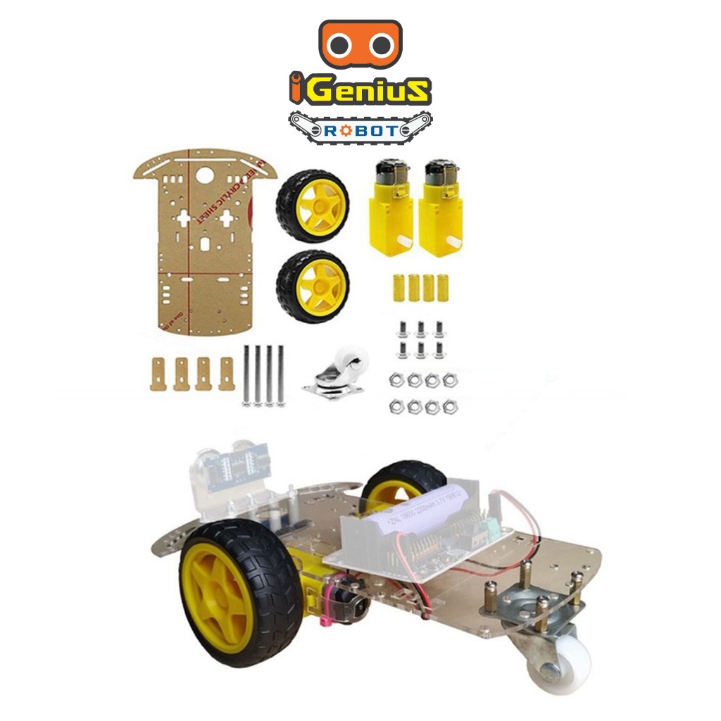 microbit ไมโครบิต โครงรถ หุ่น 2WD พร้อมมอเตอร์ และล้อ iGenius Robot Smart Robot Car Chassis With ...