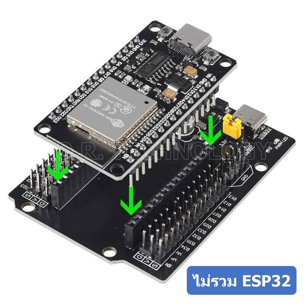 (1ชิ้น) AH312 ฐานรองบอร์ด ESP32 30Pin Expansion Board with Type-C USB and Micro USB บอร์ดขยายขา ...