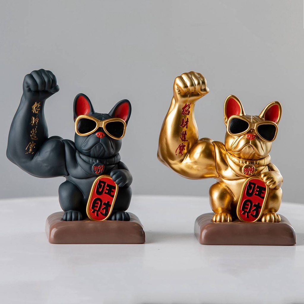 HQ2 ตลก Cool กล้ามเนื้อ Beckoning แมว Beckoning สุนัข Action Figure ...