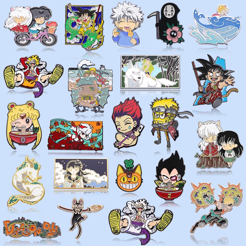 เข็มกลัดโลหะ รูปการ์ตูนอนิเมะญี่ปุ่น One Piece Lapel Pins Dragon Ball ...