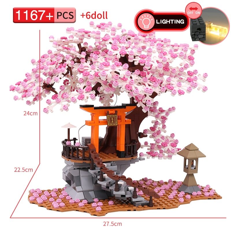 City Street View Shrine Sakura Building Blocks Cherry Blossom Classic ...