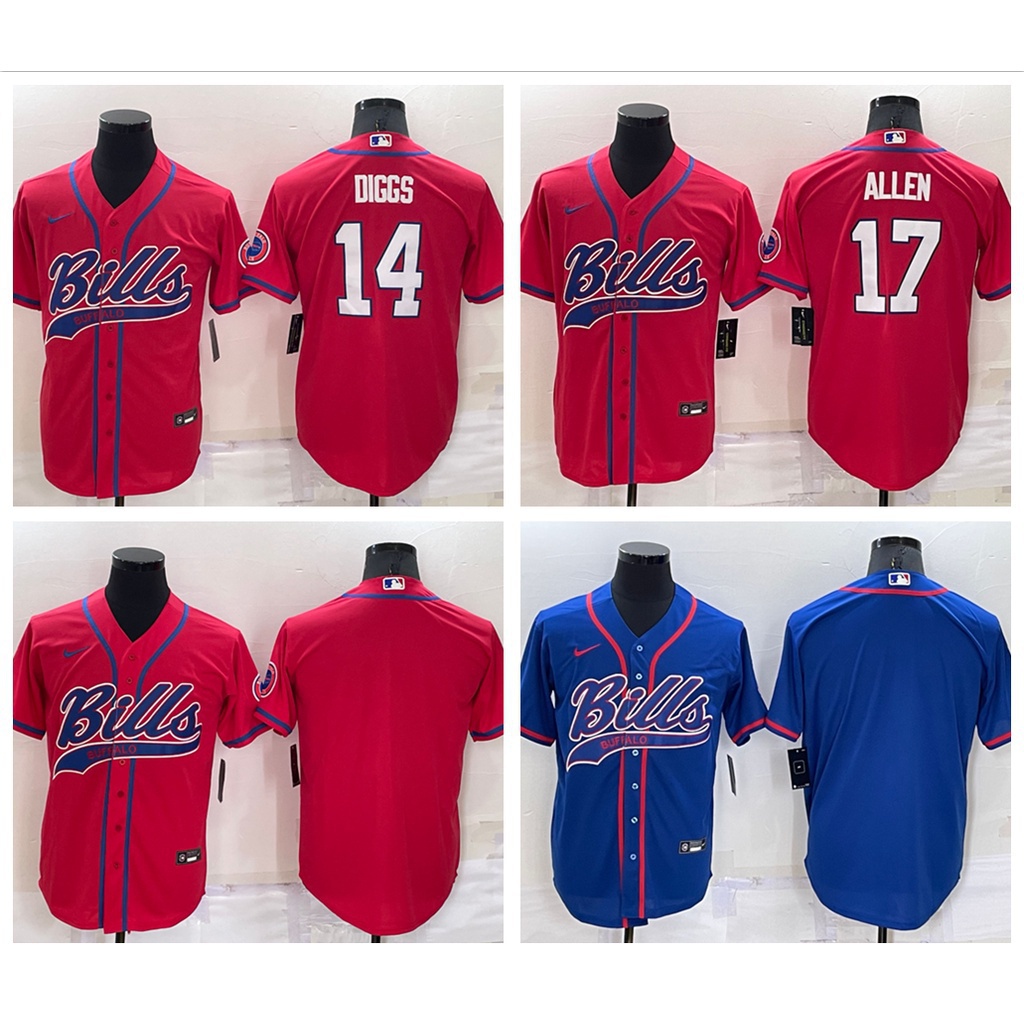 เสื้อกีฬาเบสบอลแฟชั่น ลายทีม NFL Buffalo Bills 14 Diggs Stefon 17 Josh ...