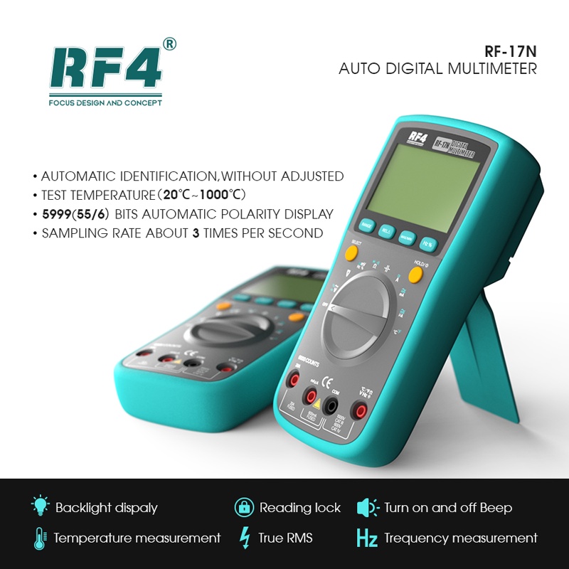 Rf4 RF-17N มัลติมิเตอร์ อเนกประสงค์ Digita ทดสอบอุณหภูมิอัตโนมัติ ทรานซิสเตอร์ เครื่องทดสอบ Esr ...