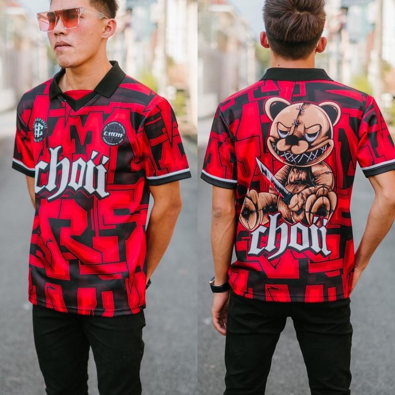 เสื้อกีฬาแขนสั้น คอปก ลาย Baju CHOII CHOII Fresh Design 2023 CHOII RED ...