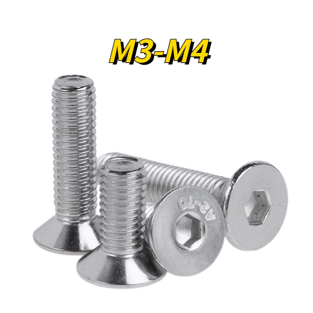 [XNY] A2-70 สกรูซ็อกเก็ตหกเหลี่ยม สเตนเลส 304 หัวแบน M3-M4 | Shopee Thailand