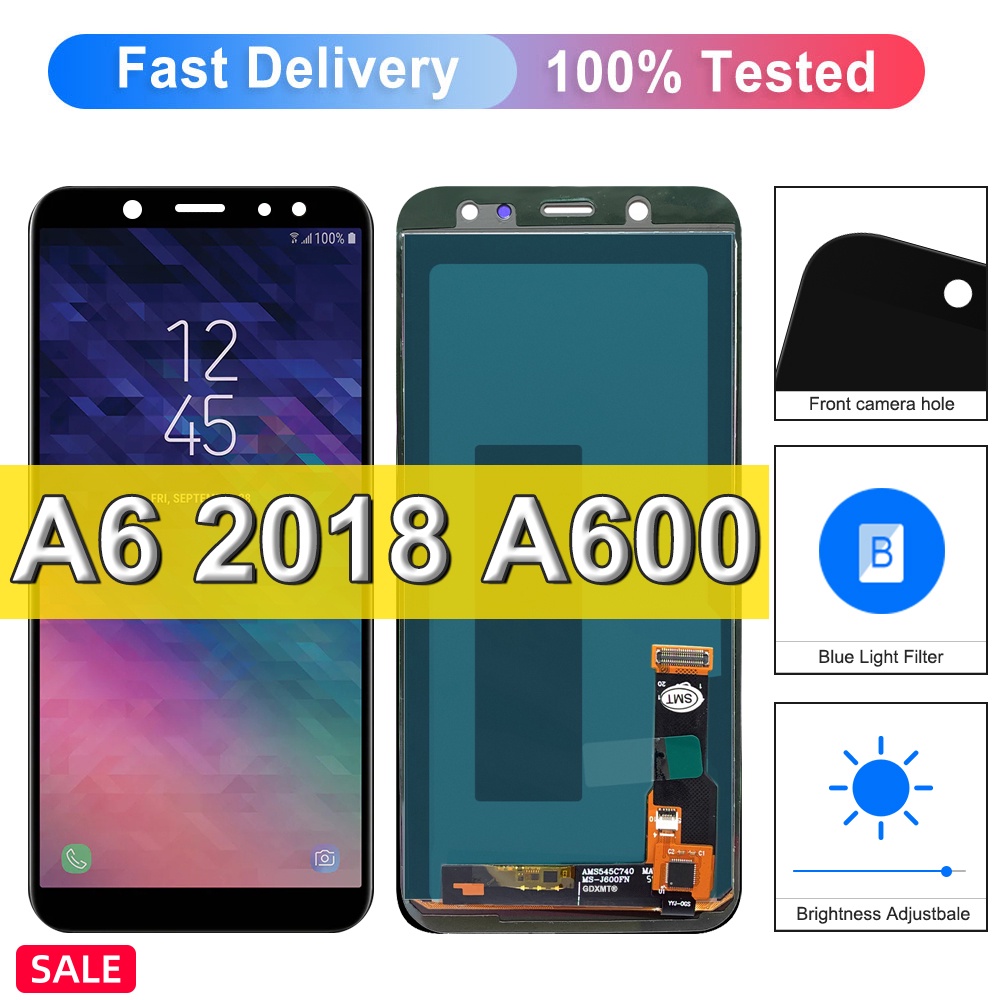 อะไหล่หน้าจอสัมผัสดิจิทัล LCD แบบเปลี่ยน สําหรับ SAMSUNG Galaxy A6 2018 ...