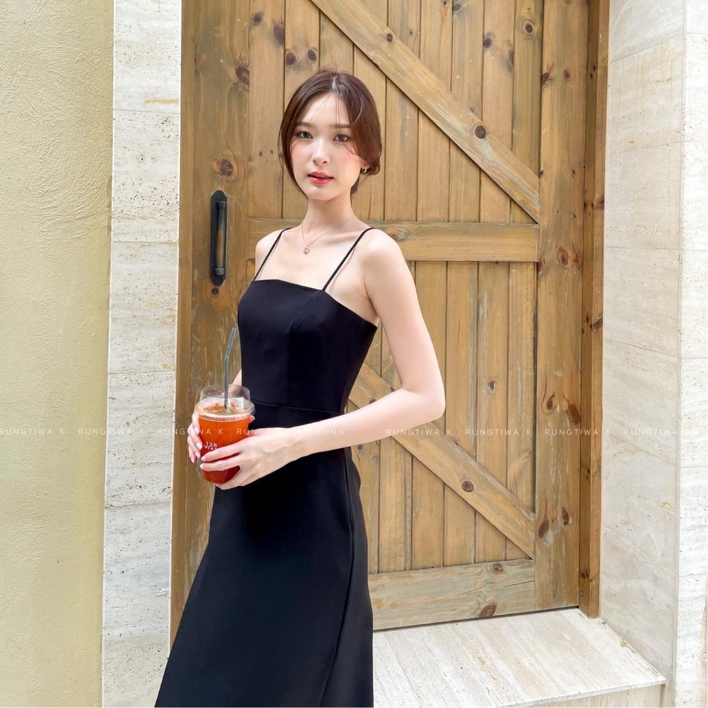 🥖‘Marindy Dress’ - เดรสสายเดี่ยว กระโปรงบาน เดรสสายเดี่ยวกระโปรงยาว ชุด ...