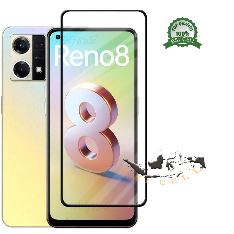 Layar กระจกนิรภัยแบบเต็มหน้าจอ HP OPPO RENO 8 CPH2461 ตัวป้องกันหน้าจอ ...