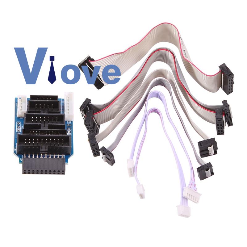 ตัวแปลงอะแดปเตอร์ JTAG พลาสติก โลหะ 1 ชุด และสายเคเบิลข้อมูล JTAG 4 Pin 6 Pin 10Pin 20 Pin สีเทา ...