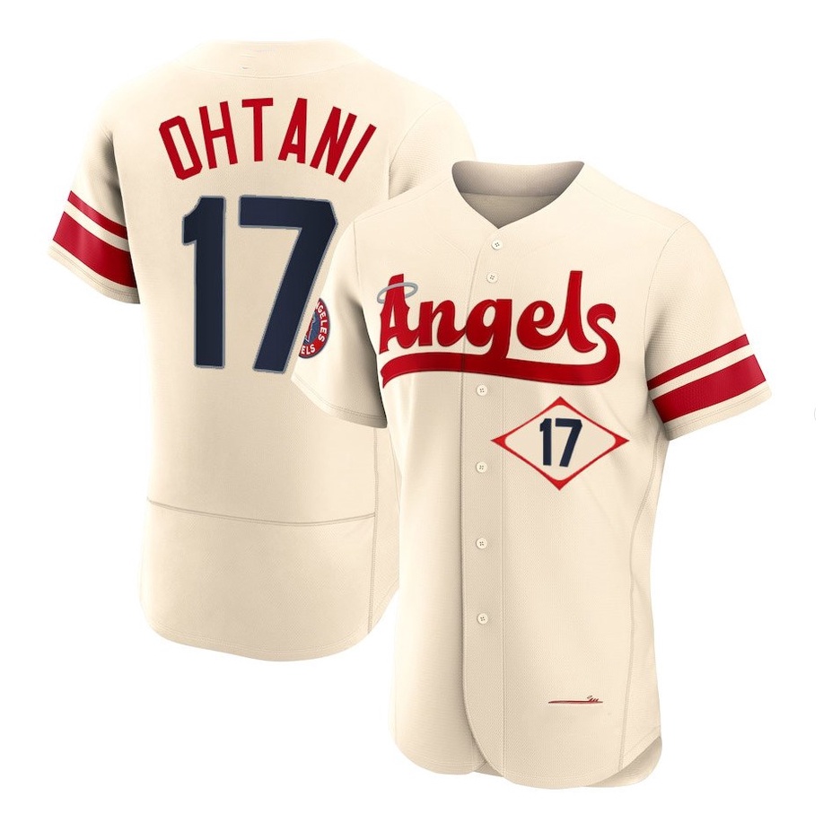 2022 เสื้อเบสบอลเย็บใหม่ Los Angeles Angel 17 Shohei Ohtani 27 Trout ...