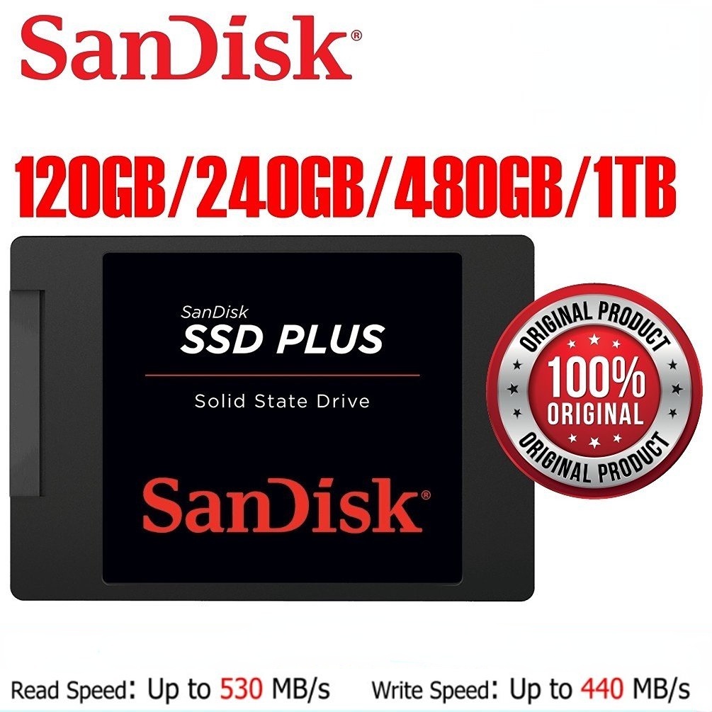 Sandisk โซลิดสเตทไดรฟ์ SSD PLUS 535mb/s 1TB 480GB 240GB 120GB 2.5 | Shopee Thailand