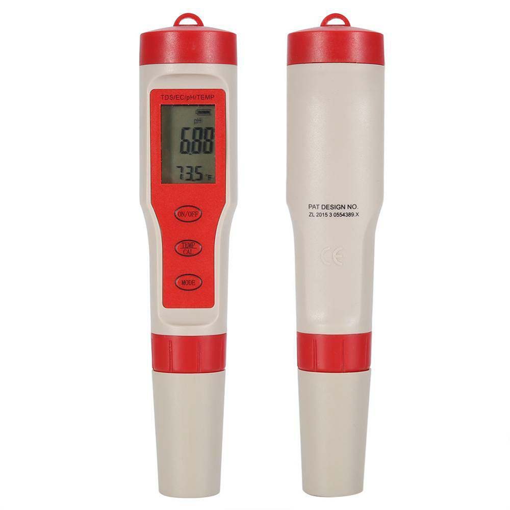 4 In 1 PH Meter Water Quality Tester PH/EC/TDS/TEMP Digital Water ...