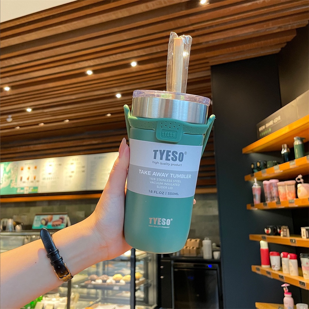 TYESO Tumbler สแตนเลสหุ้มฉนวนสูญญากาศแก้วกาแฟขวดน้ำ Handle 550ML 710ML | Shopee Thailand