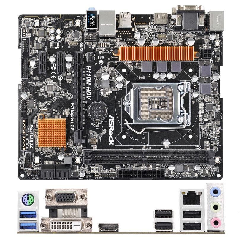 ชุดหน้าจอแสดงผล ASRock H110M-HDV HDS DVS DGS 19X19CM non-ITX 1151 H110 ...