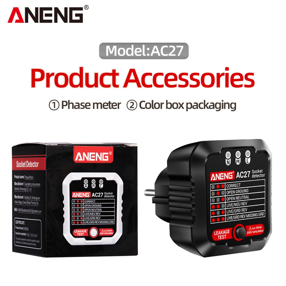Aneng AC27 เครื่องทดสอบซ็อกเก็ตอัจฉริยะ ปลั๊ก EU US เครื่องตรวจจับ ...