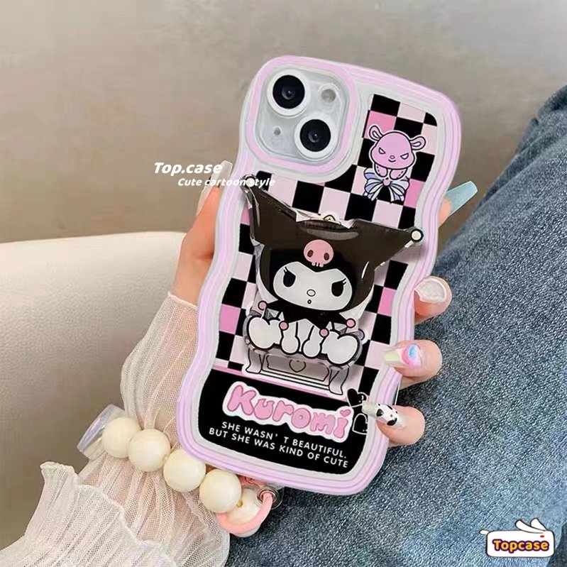 เคสโทรศัพท์มือถือ ลายการ์ตูนคุโรมิ พร้อมขาตั้ง สําหรับ Iphone 14 13 12
