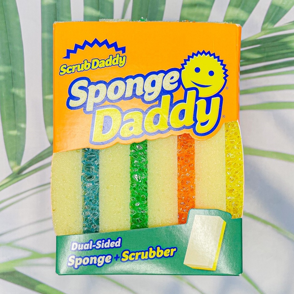 (Scrub Daddy®) Sponge Daddy Dual-Sided Sponge+Scrubber, 4 Count ฟองน้ำ ...