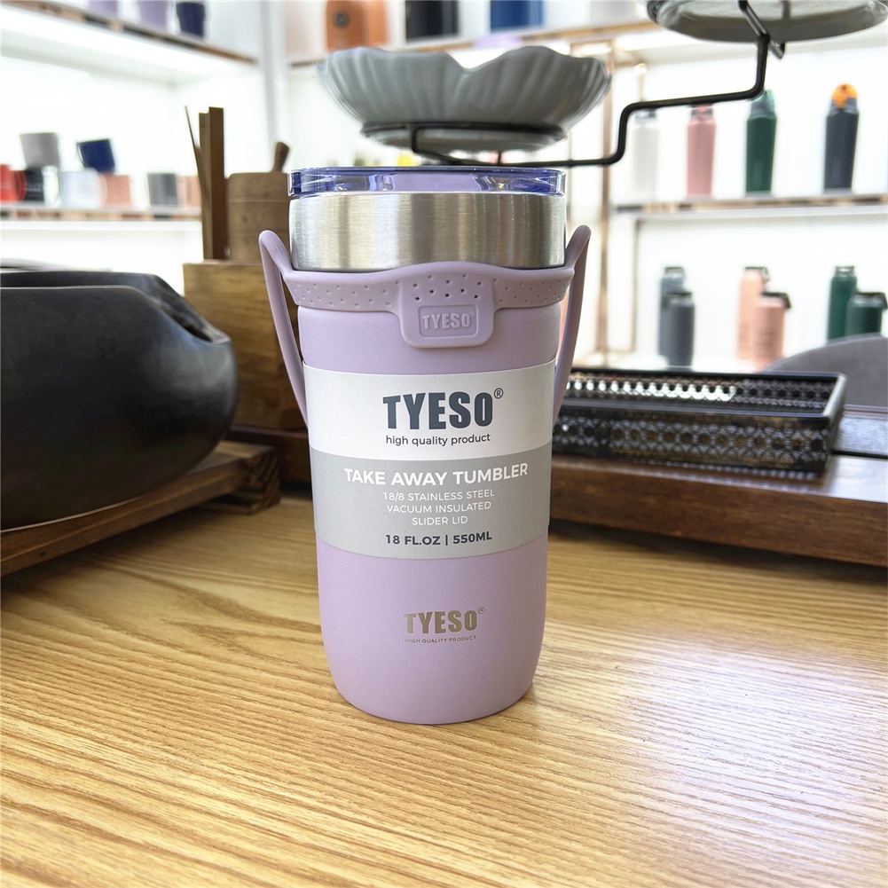 TYESO Tumbler สแตนเลสหุ้มฉนวนสูญญากาศแก้วกาแฟขวดน้ำ Handle 550ML 710ML | Shopee Thailand