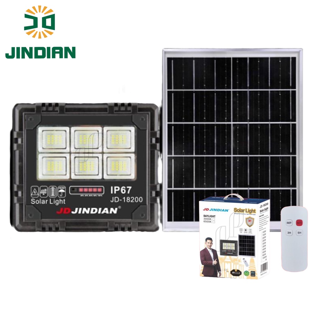 JD JINDIANโคมไฟสปอร์ตไลท์ โซล่าเซลล์ 100W 200W 300W 500W ไฟพลังงานแสงอาทิตย์ แสดงสถานะแบตเตอรี่ ...