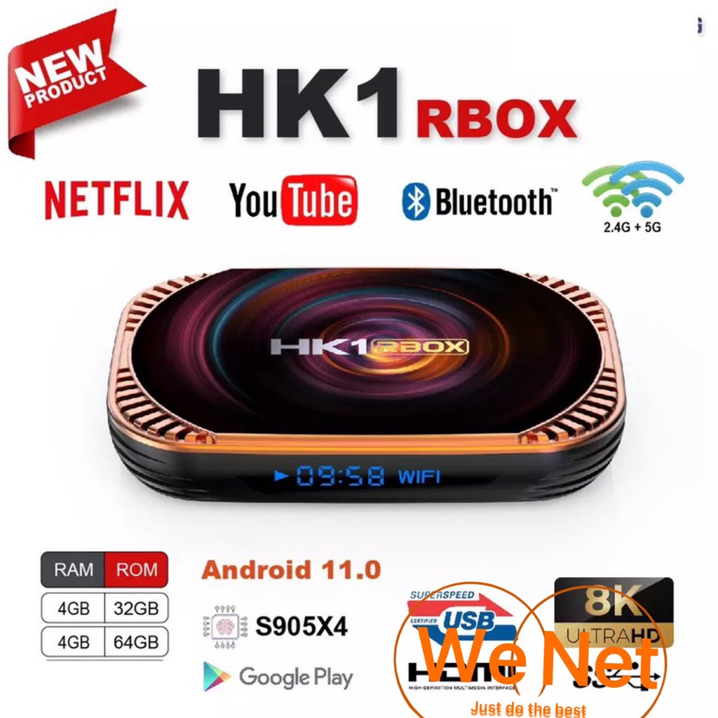 รุ่นใหม่สเปคแรงมาก-HK1 RBOX X4 Wifi 2.4/5G Bluetooth 4.1 CPU Amlogic S905X4 Android 11 รองรับ ...