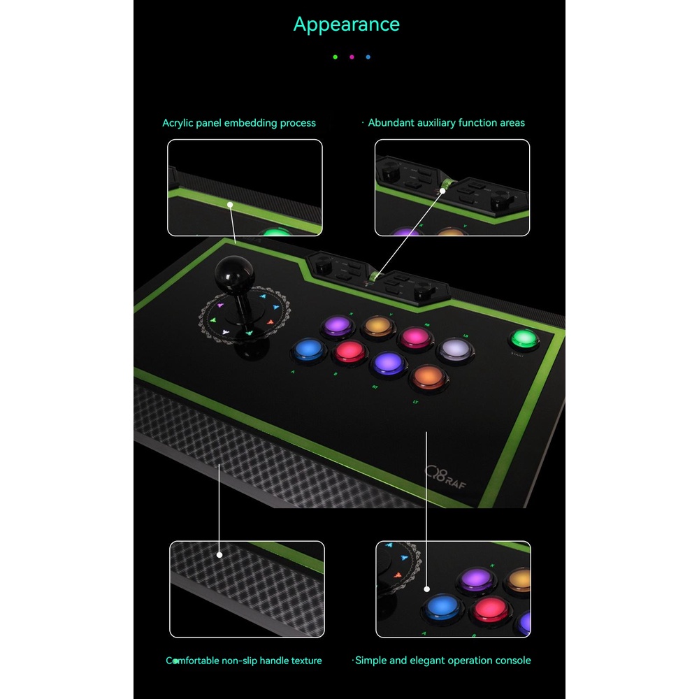 Qanba Quanba Q8 จอยสติ๊กเล่นเกม RGB U4JA แบบเงียบ ปรับแต่งสีได้ ...