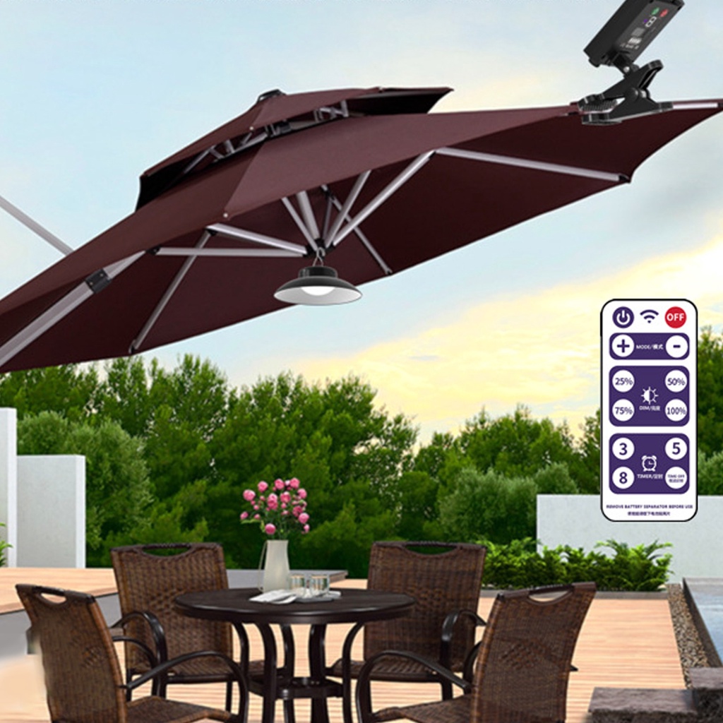 Good Work Solar Patio Umbrella Light Timing Remote Control LED Panel ...