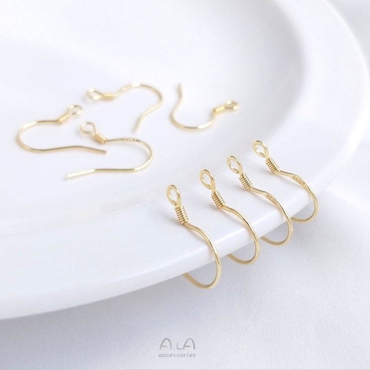 ตะขอหูเงินสเตอร์ลิง S925 รักษาสี ตะขอหูเคลือบทอง 14K อุปกรณ์พื้นฐาน DIY ทำต่างหูทำมือ วัสดุ ...