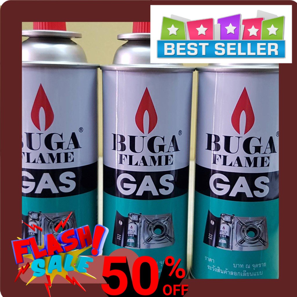 แก๊สเติมไฟแช็ก แก๊สกระป๋อง บูกก้า (3 กระป๋องใหญ่) BUGA FLAME GAS แก๊ส ...