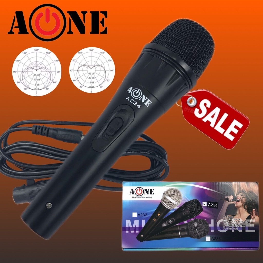 ไมโครโฟน A-ONE Microphone ไมค์พร้อมสาย3เมตร ไมค์ถือ ไมค์สาย ไมค์ร้อง ...