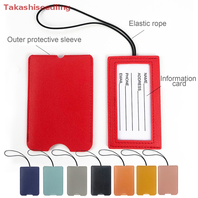(Takashiseedling) Portable Luggage Tag Travel Accessories PU Leather Suitcase Identifier Name ...