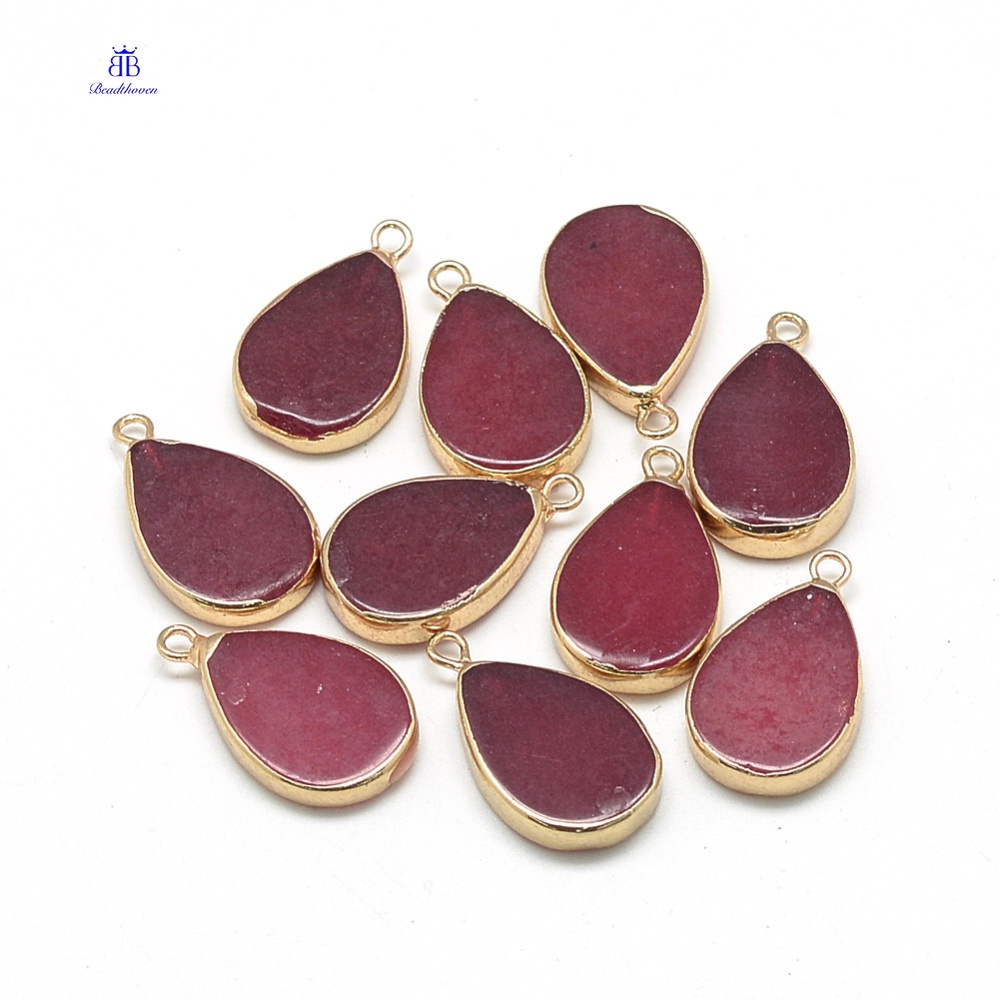 จี้เหล็กย้อมสี รูปหยดน้ําตา สีทอง ขนาด 22~23x13~14x3~4 มม. รูขนาด 2 มม. ...