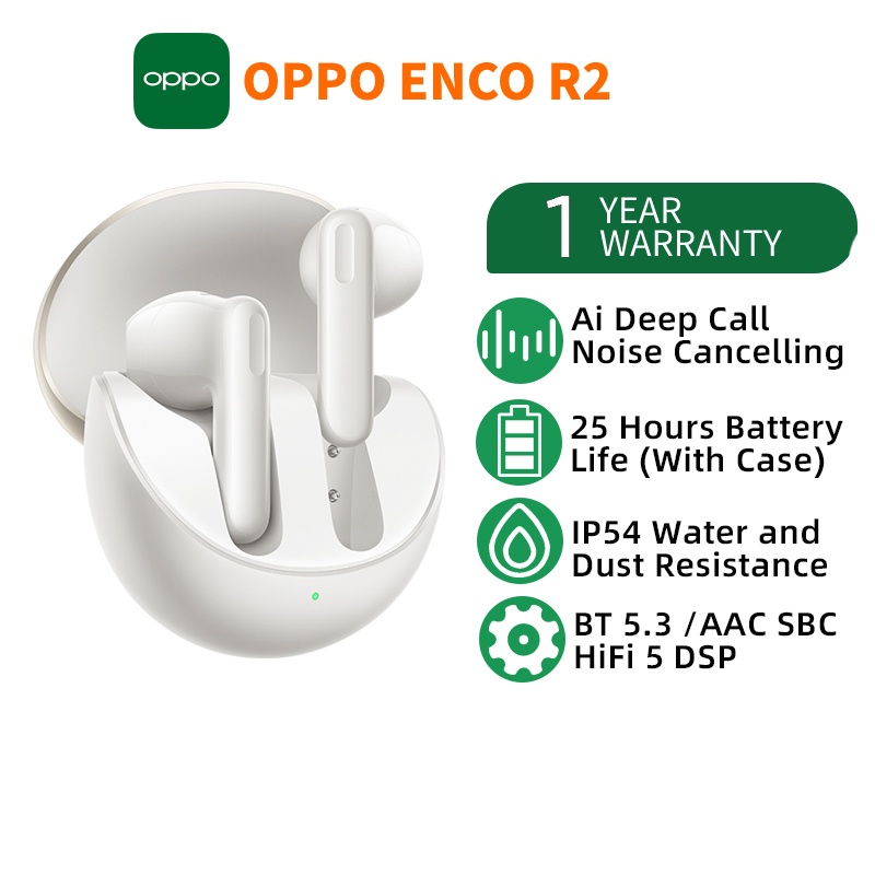 Oppo ENCO R2 TWS หูฟังบลูทูธไร้สาย 5.3 ตัดเสียงรบกวน แบตเตอรี่ 25 ...