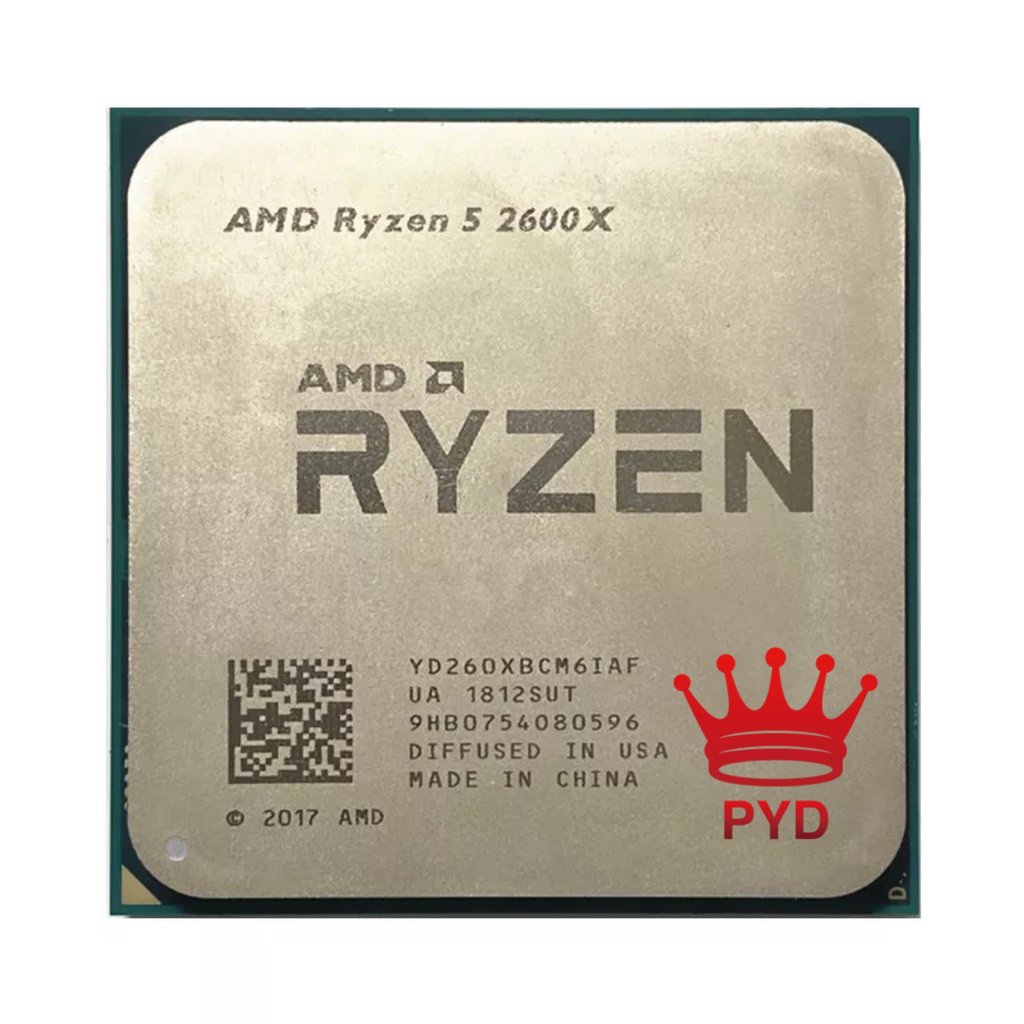 ซ็อกเก็ตโปรเซสเซอร์ CPU AMD Ryzen 5 2600X R5 2600X 3.6 GHz Six-Core YD260XBCM6IAF AM4 FHNP ...