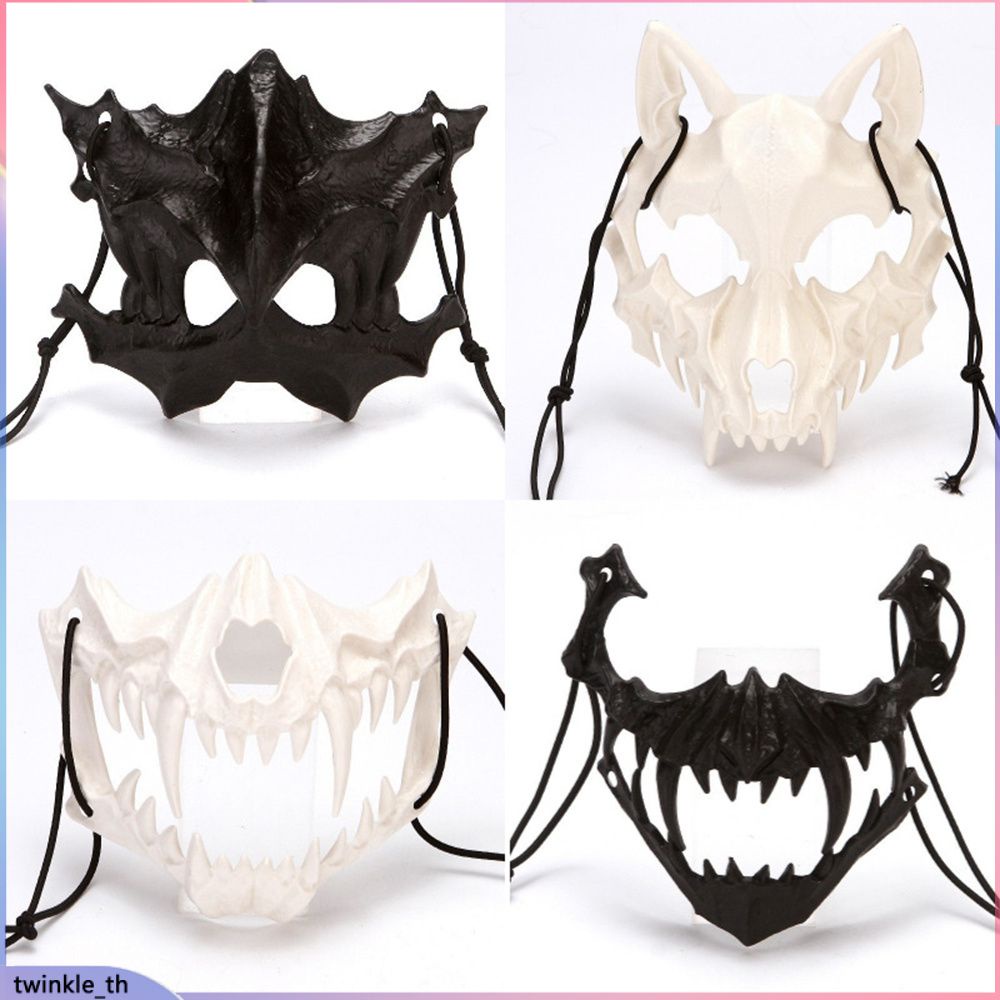 Half Face Mask Cos Props Halloween Dress Men And Women Half Face Bone ...