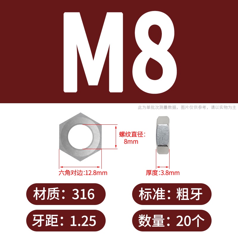 [JC] M2~m30 น็อตสเตนเลส 304 หกเหลี่ยม แบบบาง 316 | Shopee Thailand