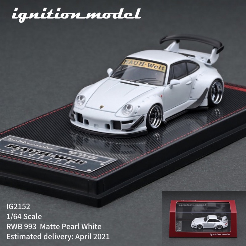โมเดลรถยนต์ IG Matte Pearl White 1: 64 Wide Body Version 911 RWB 993 ...