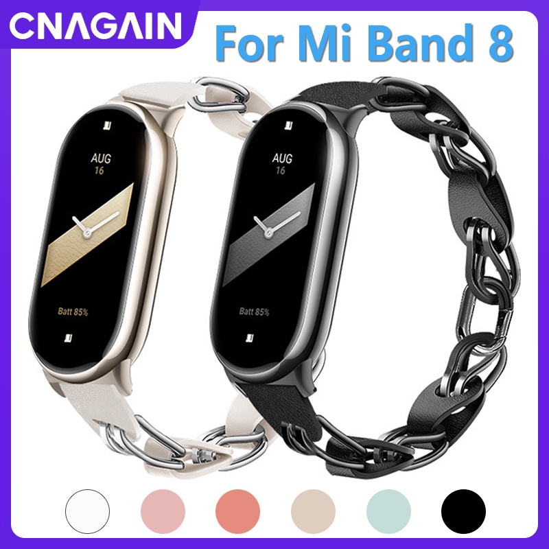Cnagain สายนาฬิกาข้อมือหนัง สเตนเลส แบบเปลี่ยน สําหรับ Xiaomi Mi Band 8 Xiaomi Mi Band 8 NFC ...