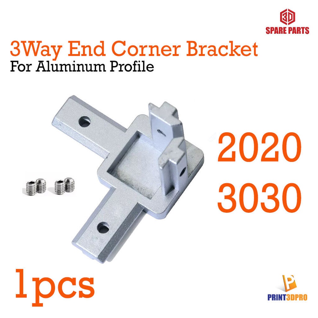 3-Way End Corner Bracket Connector with Mounting Screws for Aluminum ...