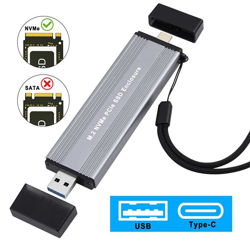 เคส M.2 NVME SSD USB3.1 Type-A + USB 3.2 Gen 2 Type C 10G M2 M-KEY NVME เป็นกล่องอะแดปเตอร์ USB ...