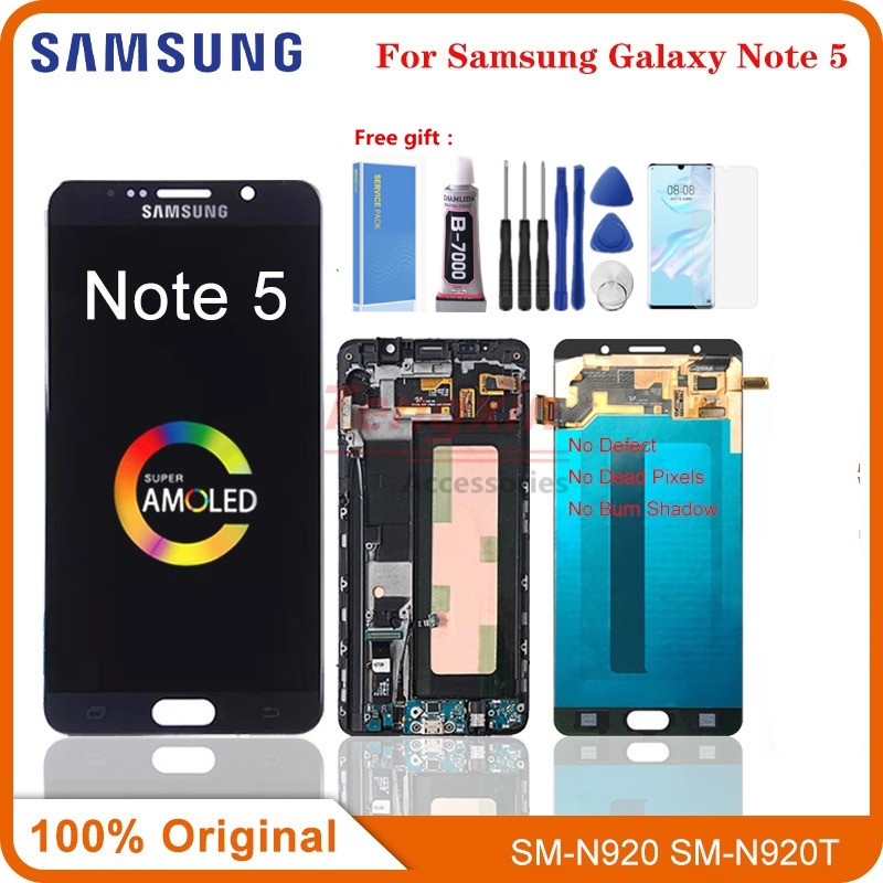หน้าจอสัมผัสดิจิทัล AMOLED 5.7 นิ้ว สําหรับ Samsung Galaxy Note 5 LCD ...