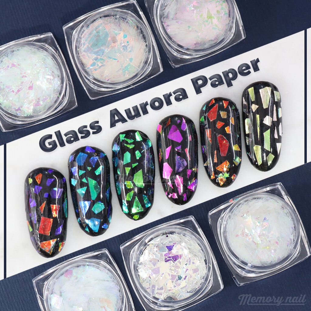 กระดาษแก้ว ออโรรา Glass Aurora Paper 6 สี แบบกระปุก แบบตัดเป็นชิ้นเล็กๆ ...